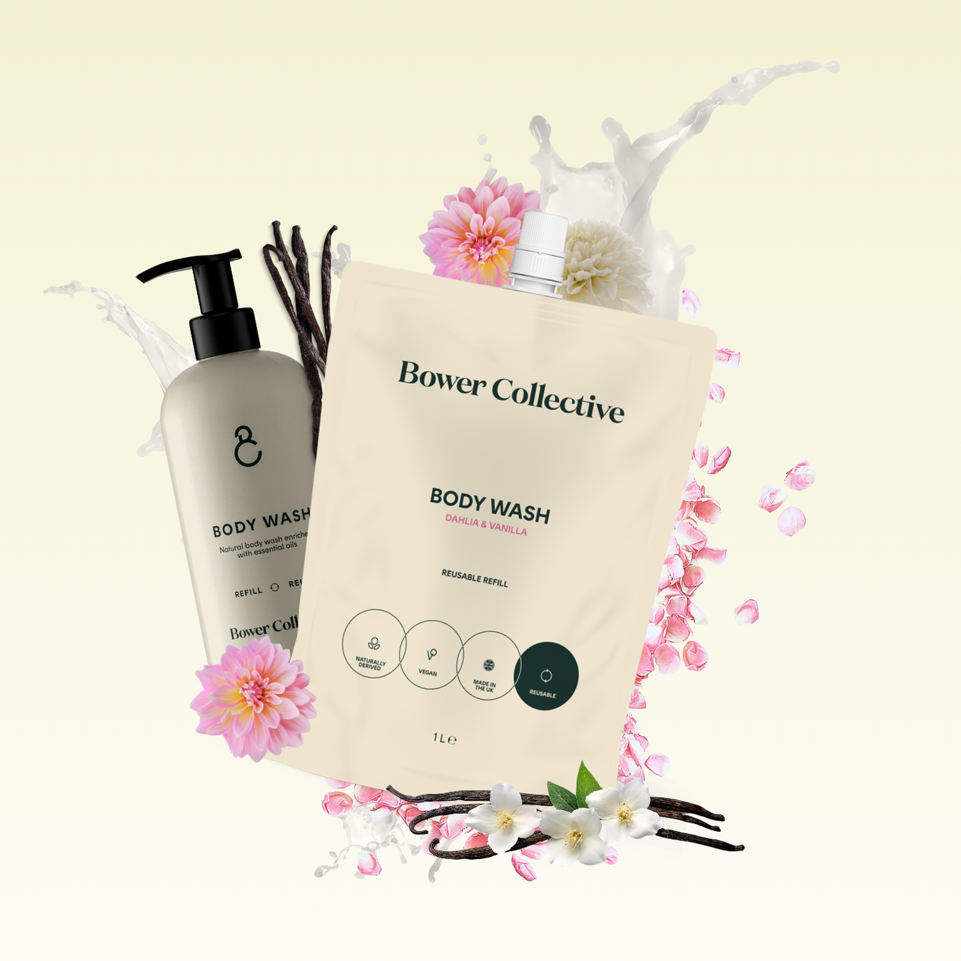 Bower Body Wash Refill – Dahlia & Vanilla 1L | Bower Collective